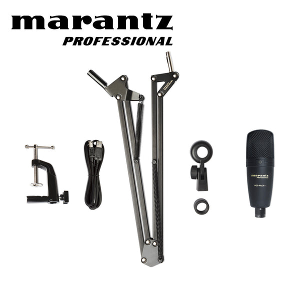 Marantz Pro Pod Pack 1 套裝(USB 電容式錄音室麥克風＋廣播支架+ USB 線) – Mixer Audio