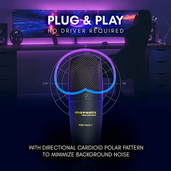 Marantz Pro Pod Pack 1 套裝(USB 電容式錄音室麥克風＋廣播支架+ USB 線) – Mixer Audio